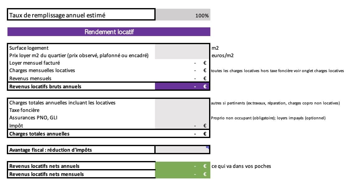 Simulateur d'Investissement locatif excel gratuit
